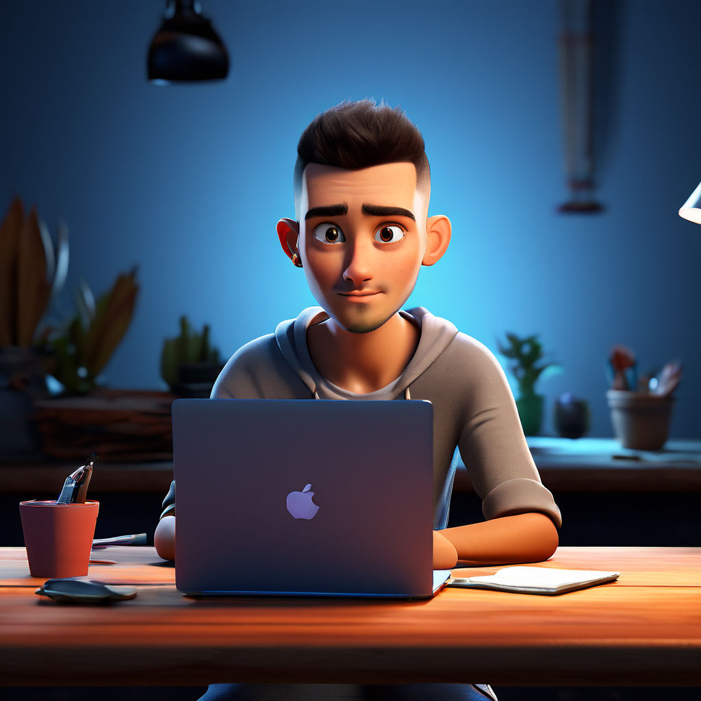 Pixar character-style image of a skinny 30-year-old with bro... by ...