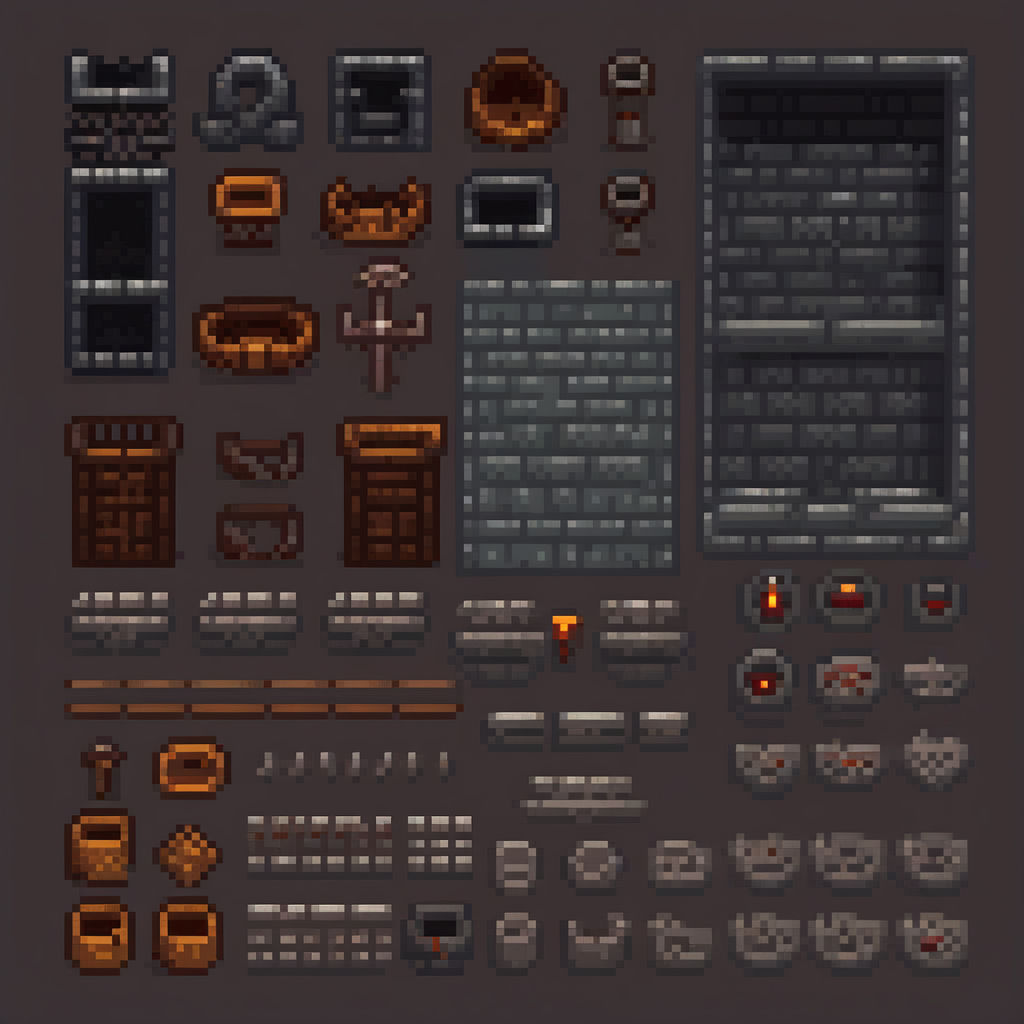 Dark fantasy-themed 128x128 tileset by Bruno Rosig - Playground