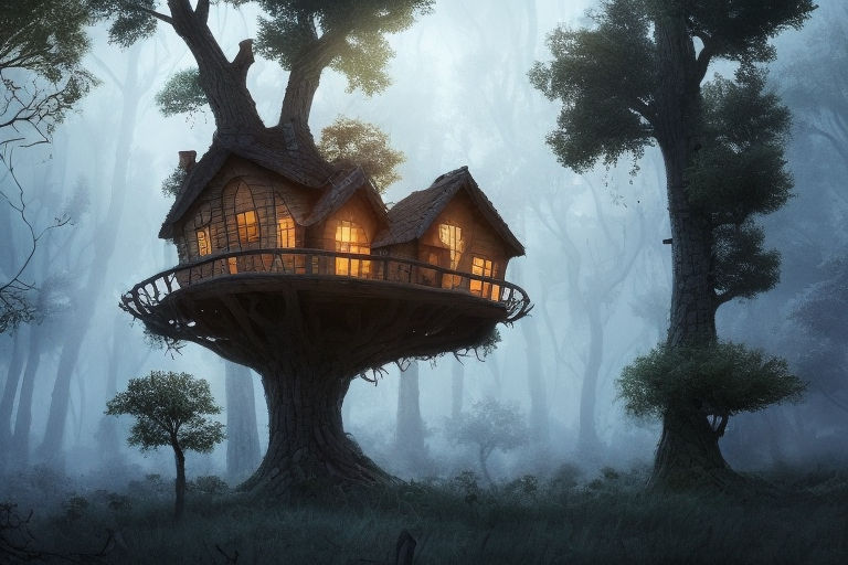 Pixar style tree houses on top of a hill by pje8171116 - Playground