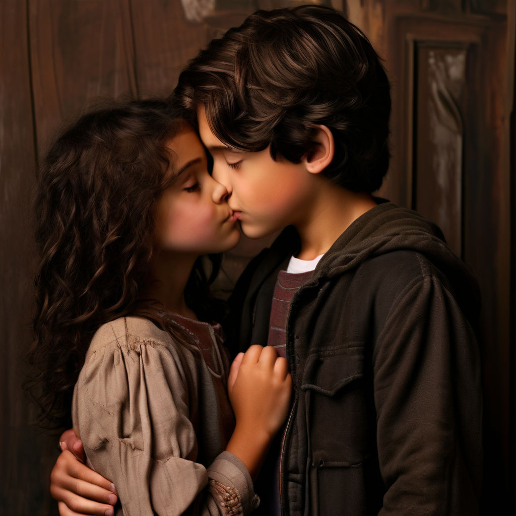 A black haired 12 year old boy kissing a 12 year old brunett... by Guest Acc - Playground
