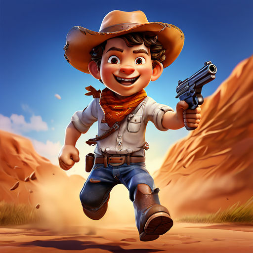 Caricature cartoon running boy skinny body cow boy holding a... by ...