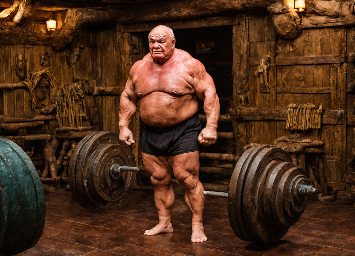 Full body image of hulking hairy chest chubby powerlifter by Lav Fer ...