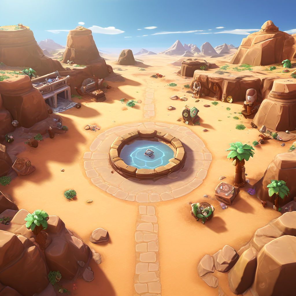 A detailed realistic desert pokemon arena tileset in a pokem... by ...