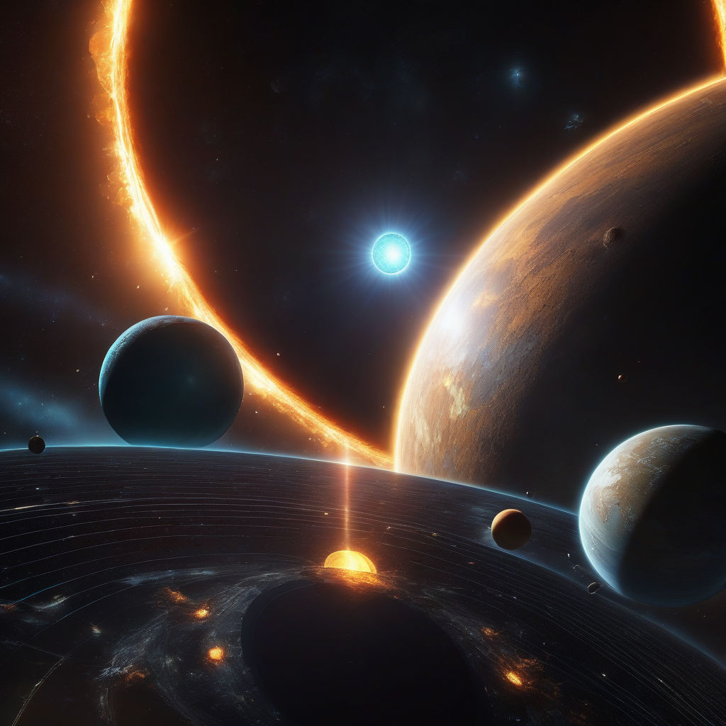 Solar system with a dark and glowing sphere in the center by Julio ...