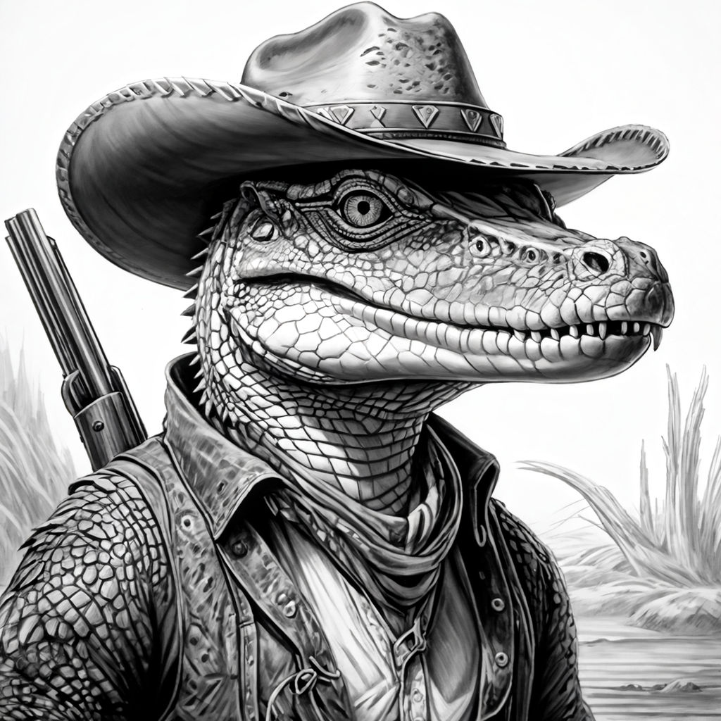 An cowboy lizardfolk crocodile by Ana Feldhaus - Playground