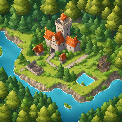 A map of an adventure game with a castle by Анна Скворцова - Playground