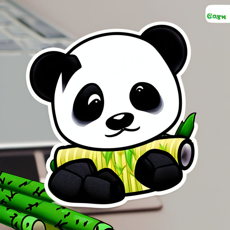 Cute panda eating bamboo sticker by jhoko nasayo - Playground