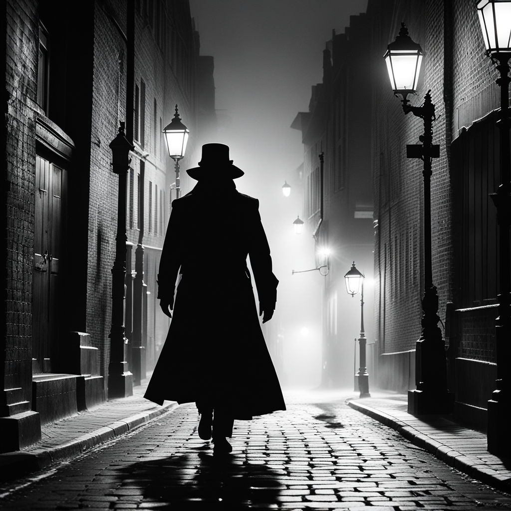 Silhouette of an enigmatic figure shrouded in fog against an... by ... Silhouette of an enigmatic figure shrouded in fog against an... by ...