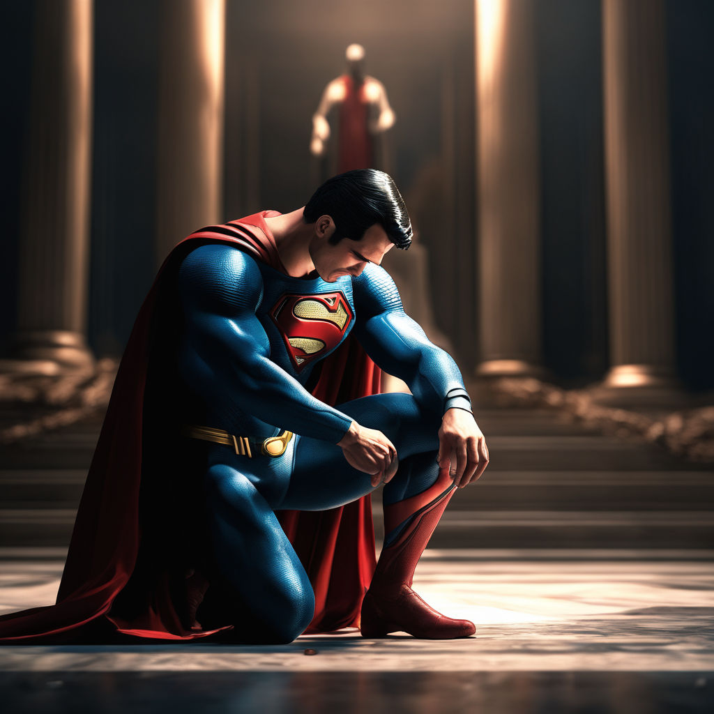 Superman kneeling in front of the jesus character by Designer 20k ...