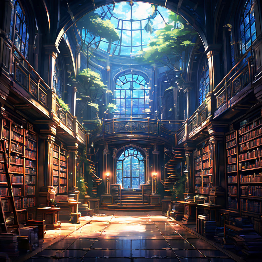 Library, anime, wall by Paweł Jabłoński - Playground