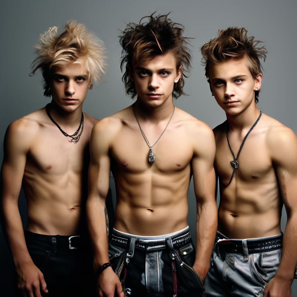 FOUR YOUNG SHIRTLESS PUNK BOYBAND by Carlos Llanos González - Playground