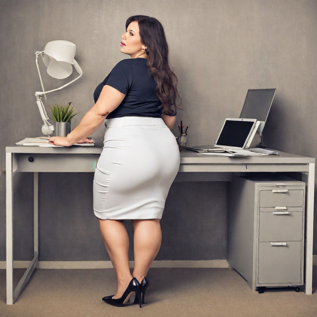 Big Belly Secretary Big Butt In White Pencil Skirt By Bradley Playground
