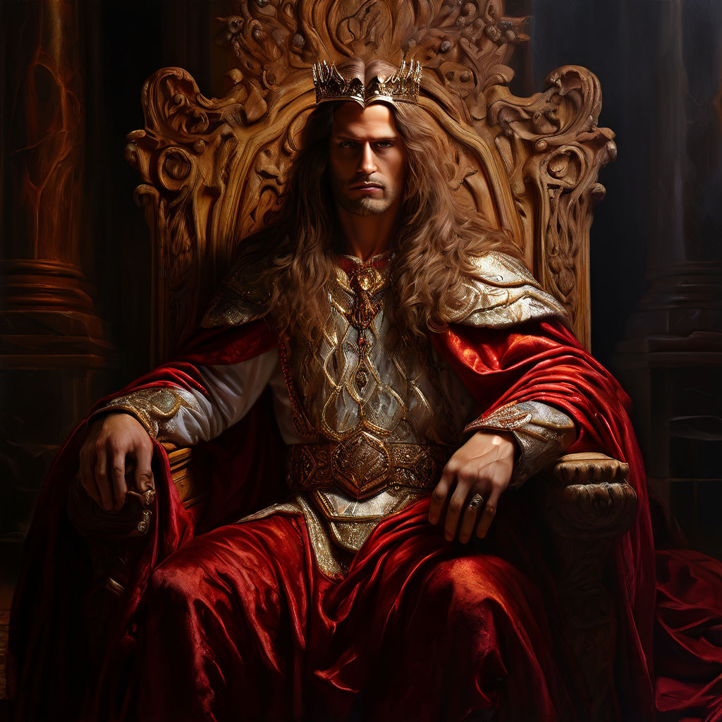 Long-haired king seated on an ornate throne by Saldi Mp045 - Playground