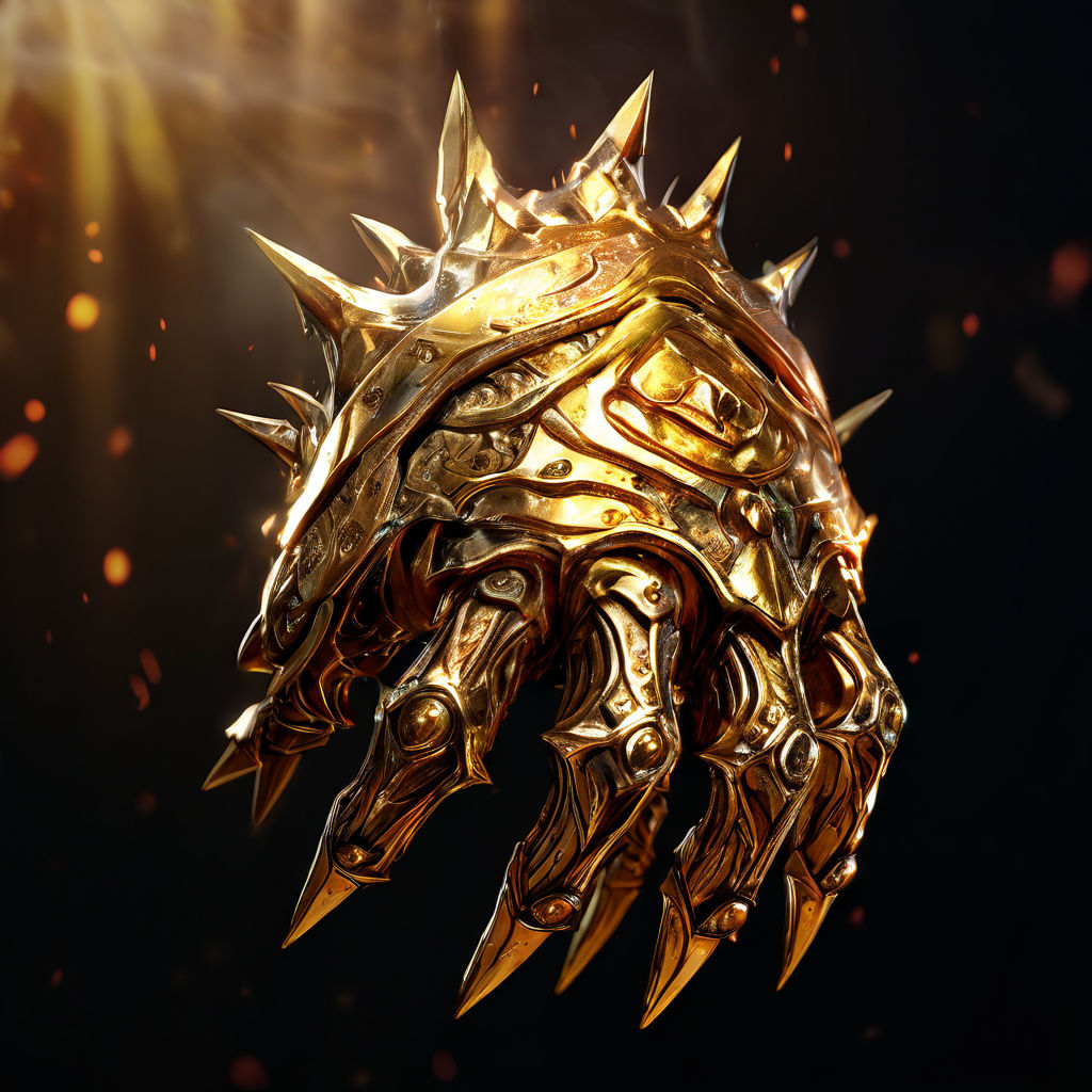 Golden gauntlet with protruding spikes from the knuckles by Last2hot ...