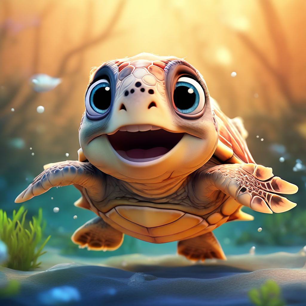 Cute animated sea turtles in the style of finding nemo by jingmei ...