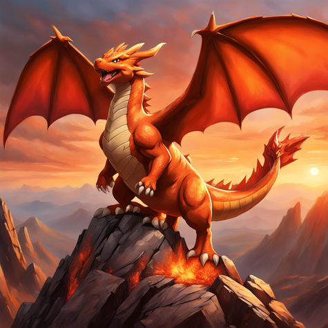Charizard standing atop a craggy mountain peak by Fillipe Moreira ...