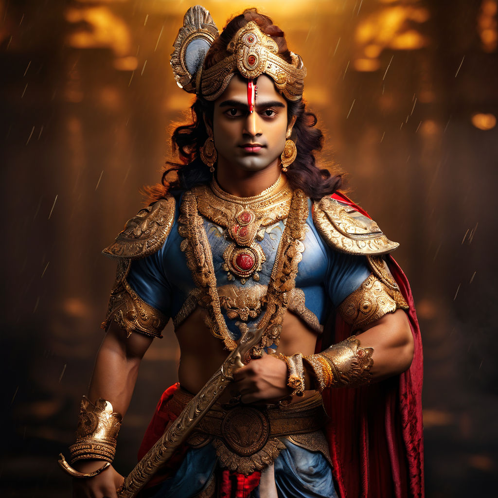 Lord krishna standing as warrior by Vijay Patil - Playground