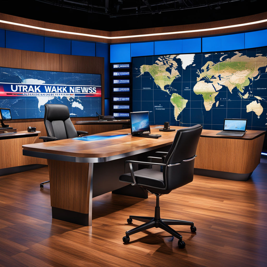 News anchor desk occupied by an invisible presence implied t... by ...