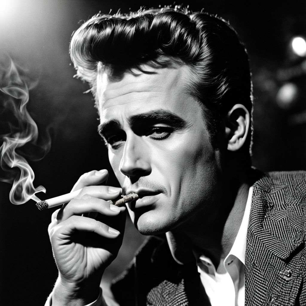 James dean smoking a cigarrete. He is wearing vintage 1960's... by ...