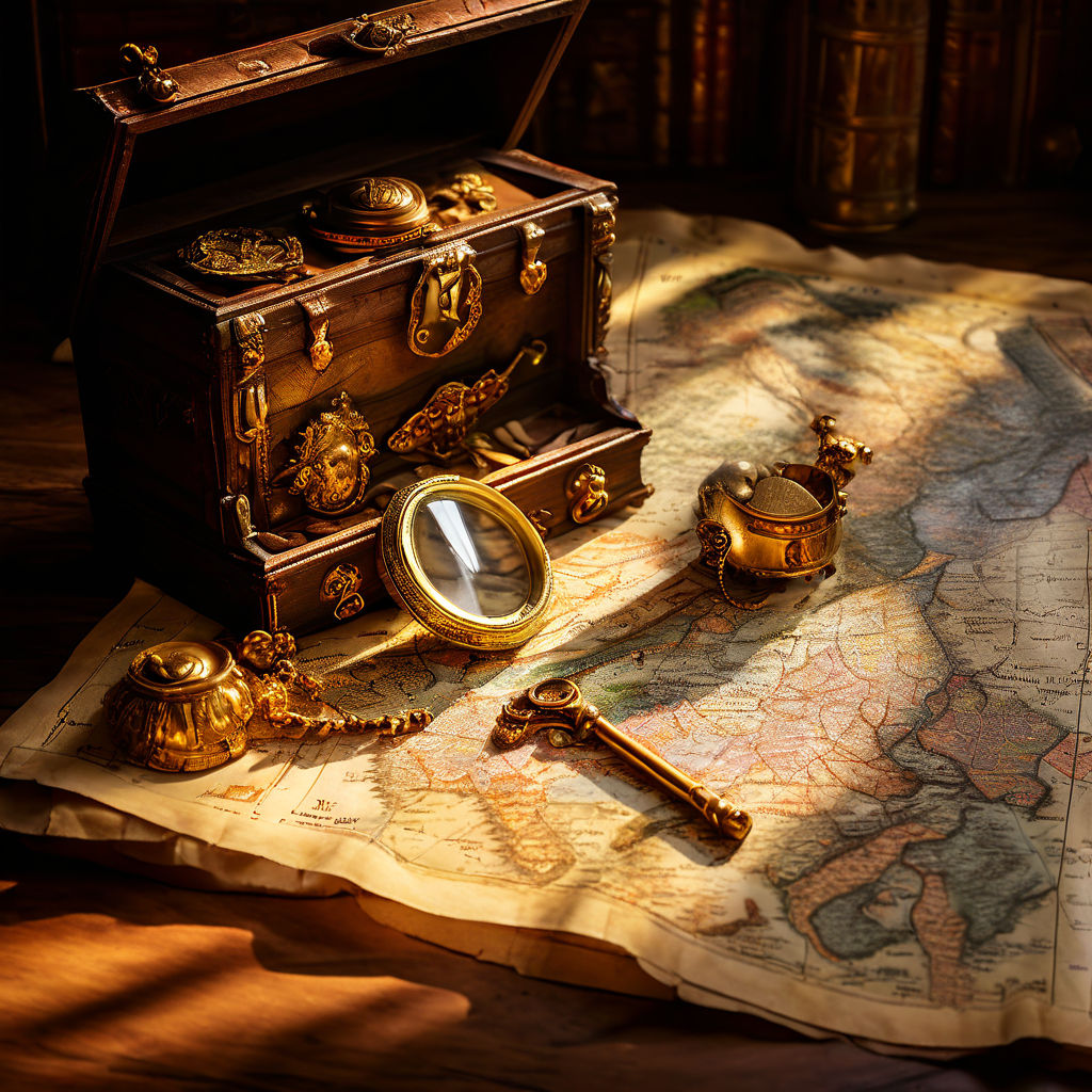 Map featuring an elusive treasure spot with a magnifying gla... by ...