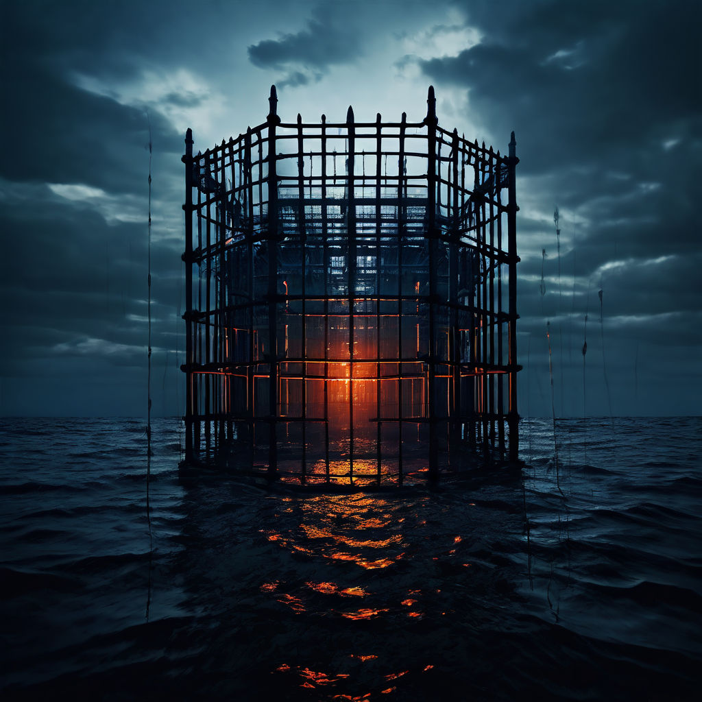 "A high-security prison surrounded by tall iron bars in the ... by ...