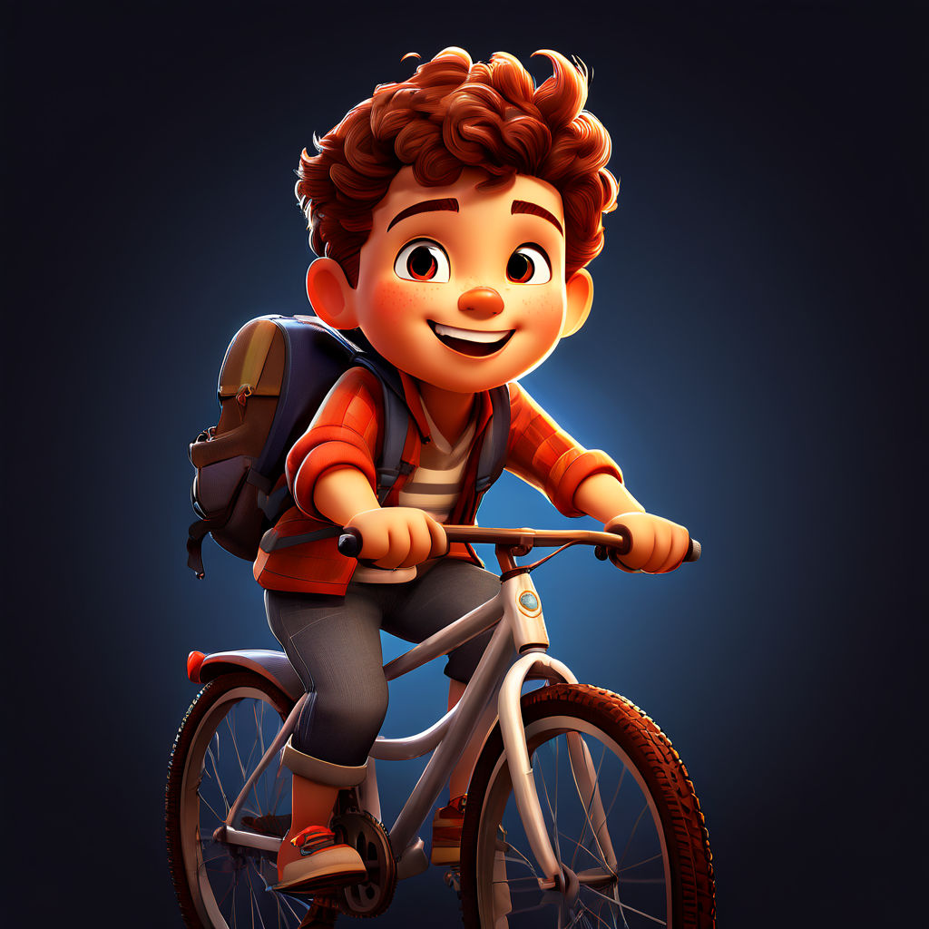 The boy rides bicycle. character set. pixar style by Александр Ажилай ...