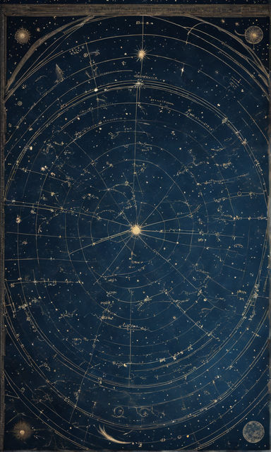 An ancient sky with prominent constellations and celestial a... by ...