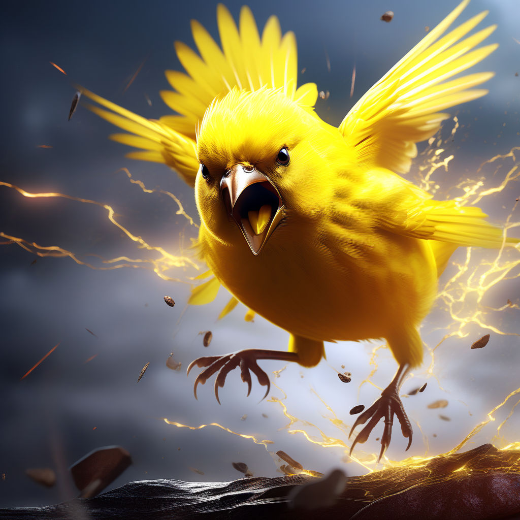 Illustration of an angry yellow canary with yellow energy bu... by ...