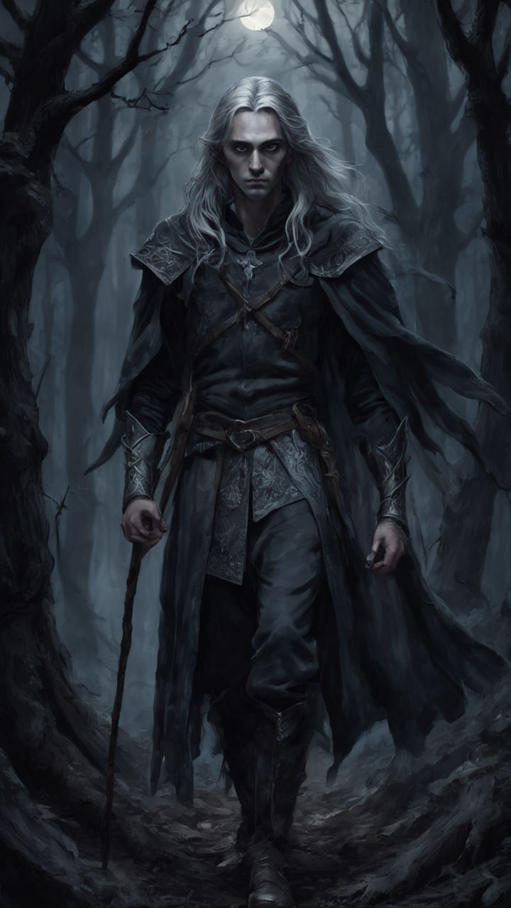 Medieval beautiful young drow man by Ollenip - Playground