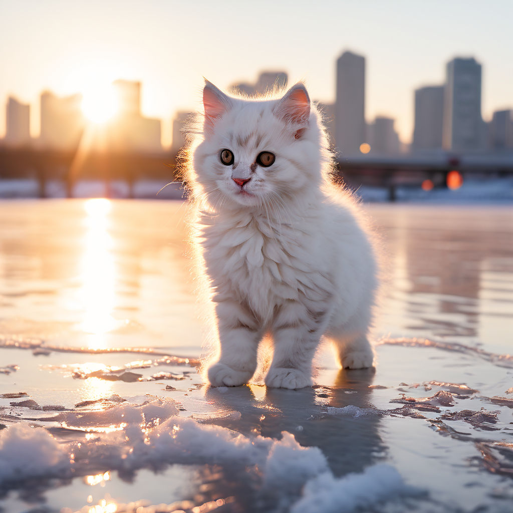 White kitten pacing by 너도 - Playground