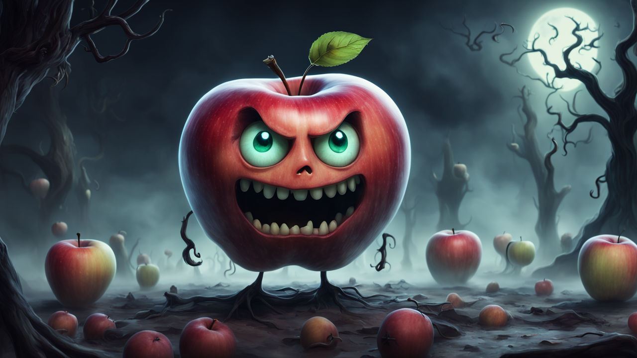A brave apple with a determined look by Recipes Master - Playground