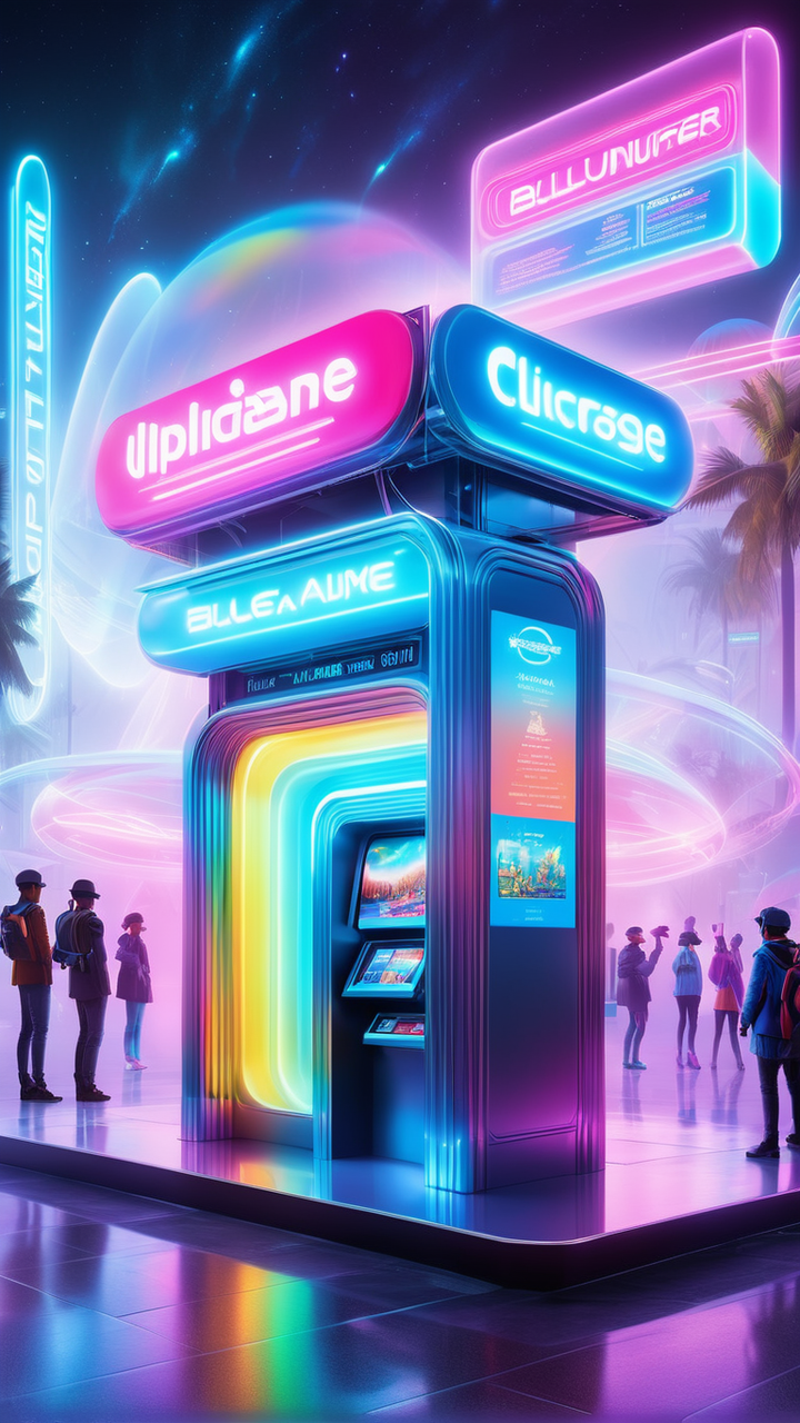 A virtual reality park glows with bioluminescent hues as a t... by ...