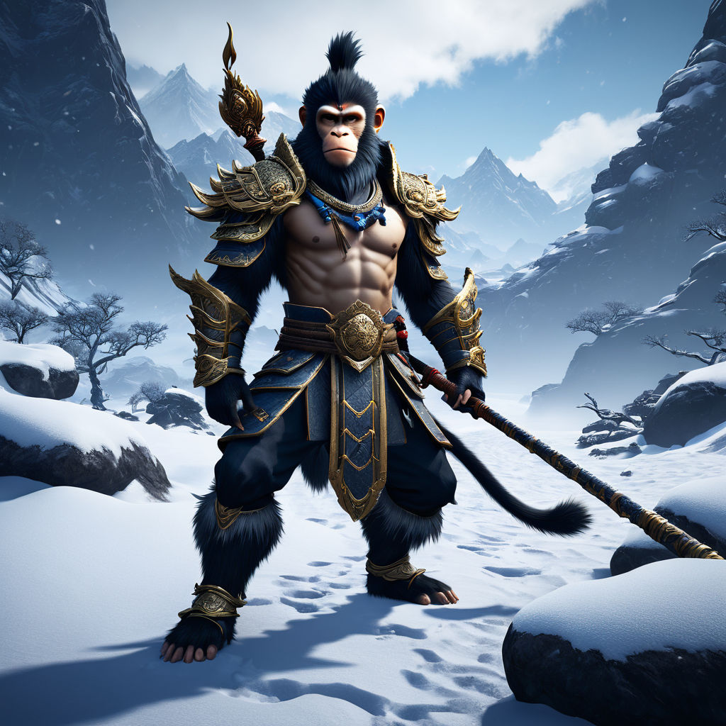 Monkey king with a staff by NelBoooy “NelM0n” Mon - Playground