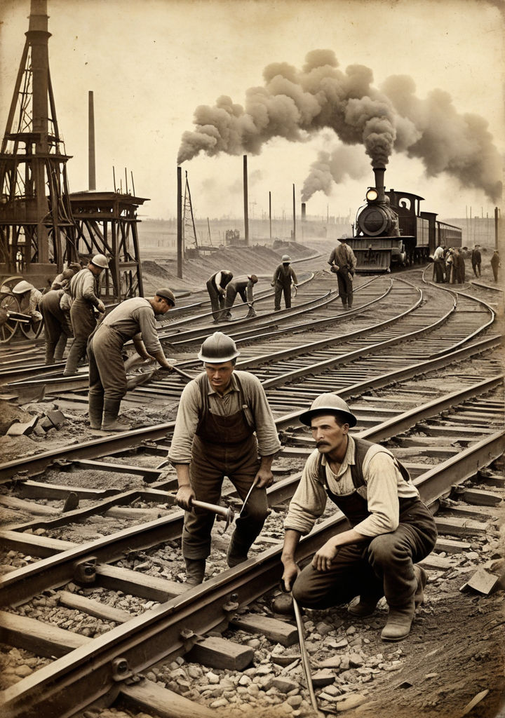 19th-century Russian railway construction featuring manual l... by Anna ...