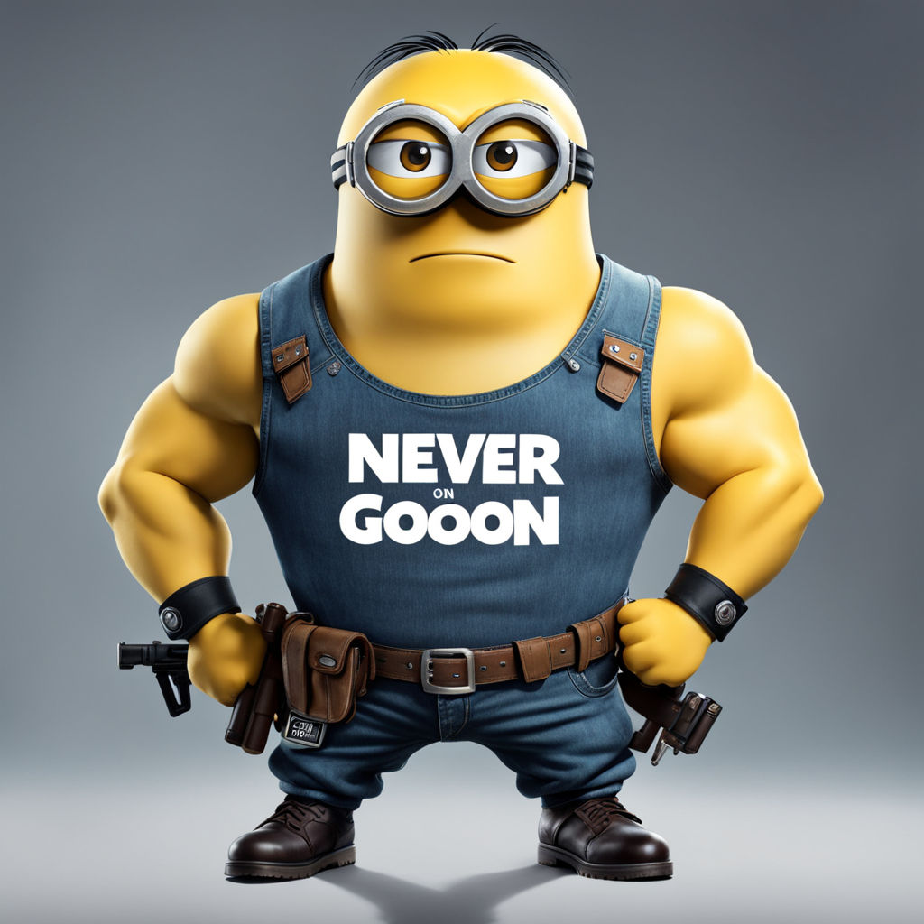 Squadron of 4 Big Muscular Yellow Minion with a shirt that s... by Ent ...