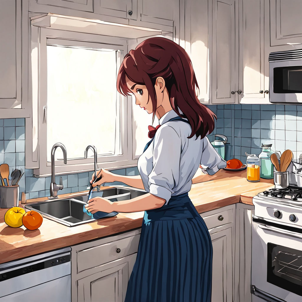 Draw a simple 2D animation of a mom working in the kitchen by SUN AH ...