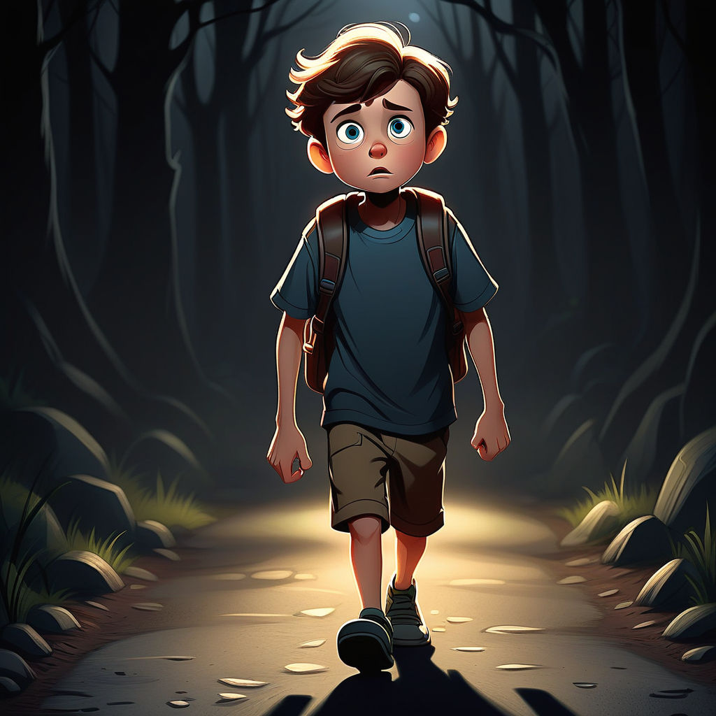 Cartoon like picture A final image of Sam(7 year old )confid... by ...