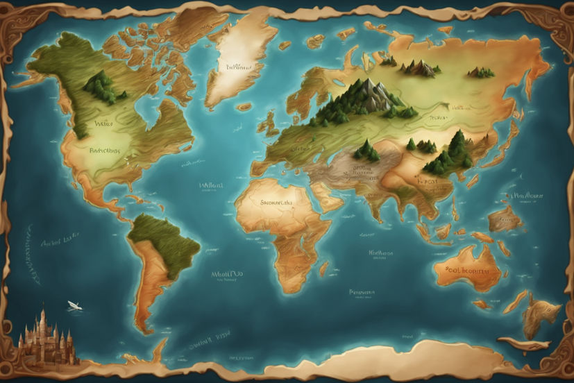 Realistic fantasy world map with mockup by Robjel Hossen - Playground