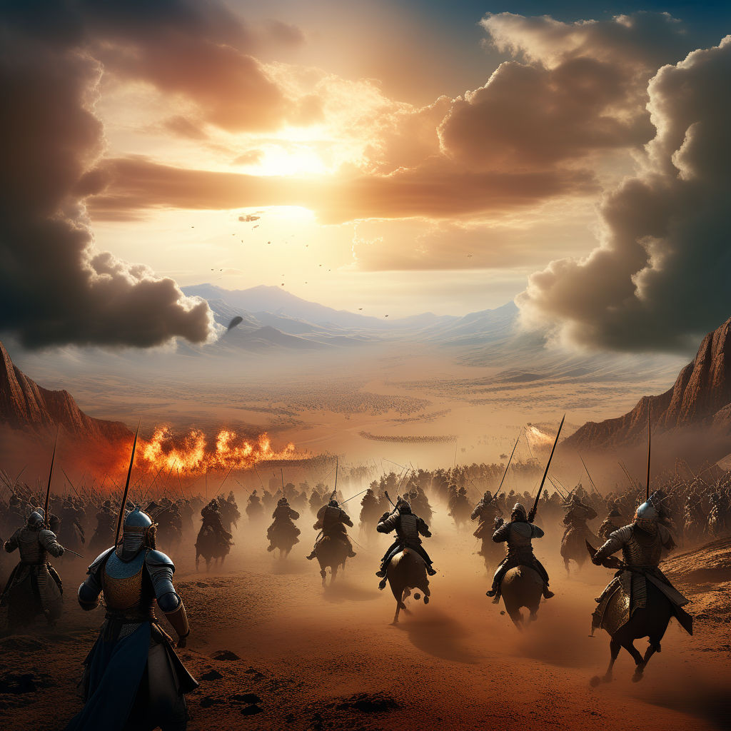 "Create a historic battle scene capturing the intensity and ... by Wasi ...