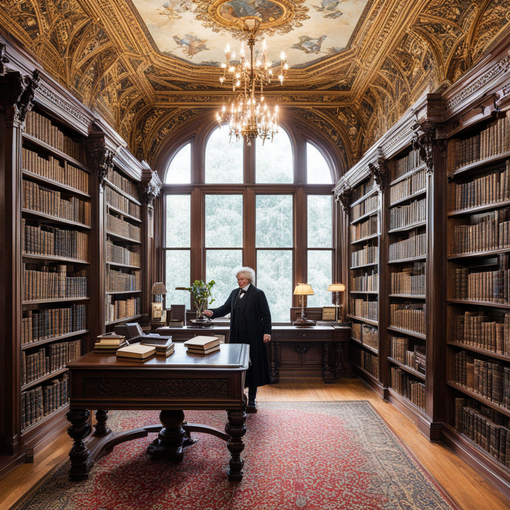 A Victorian-era library with an old librarian by abdelali ouaad ...
