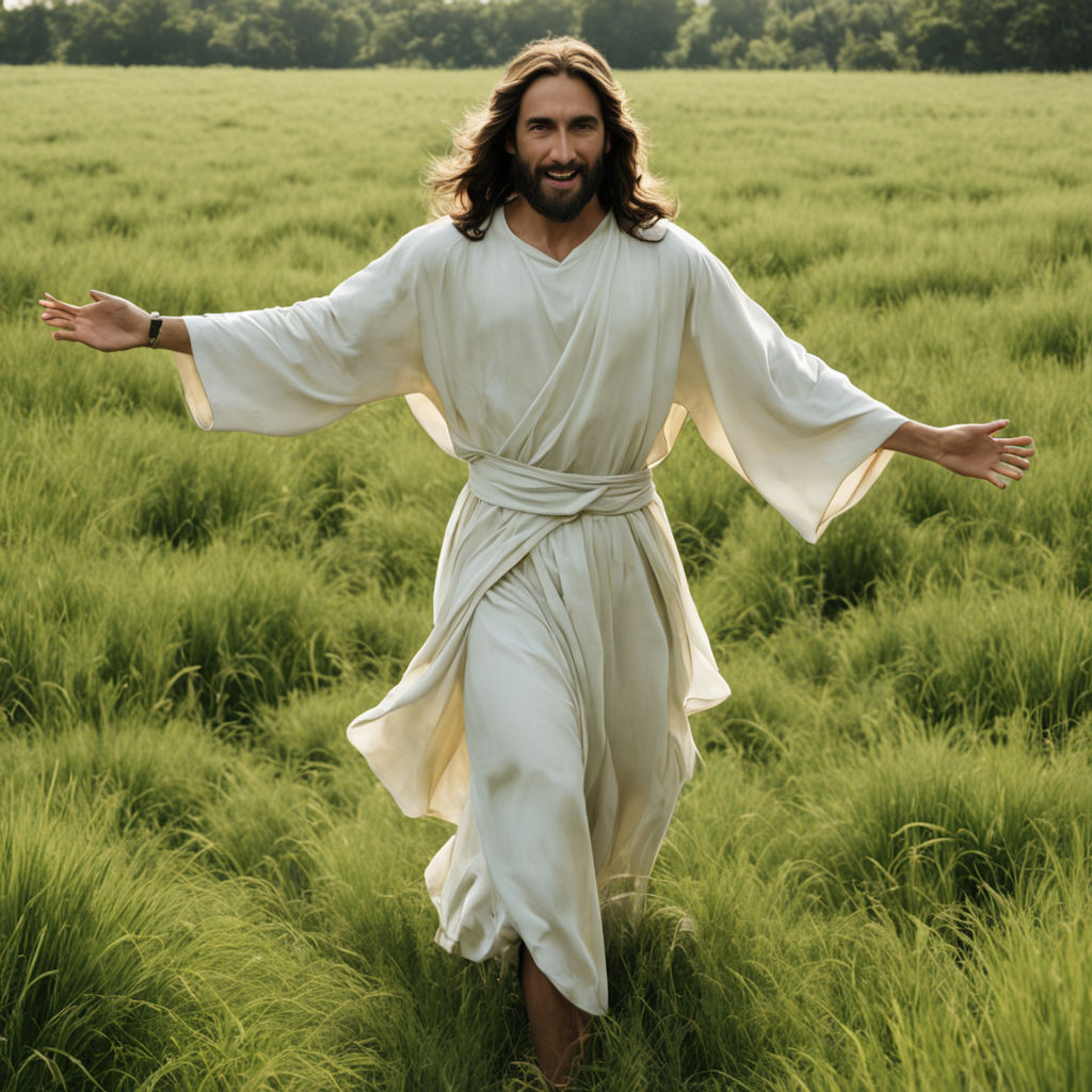 Jesus Christ dancing in a field of grass by Rocco Scott - Playground