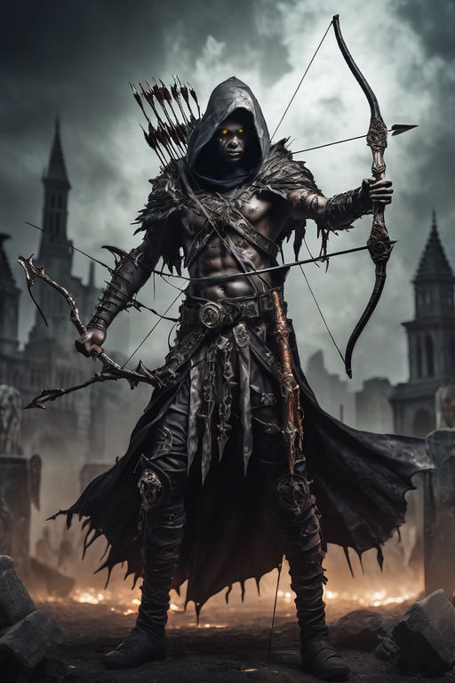 Full body photograph of a powerful terrifying evil undead zo... by ...