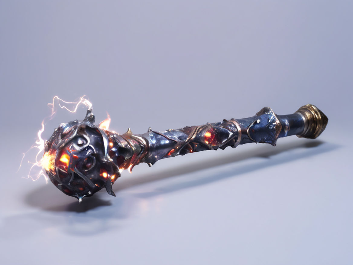 Flanged magic mace covered in fire by Пётр Николенко - Playground