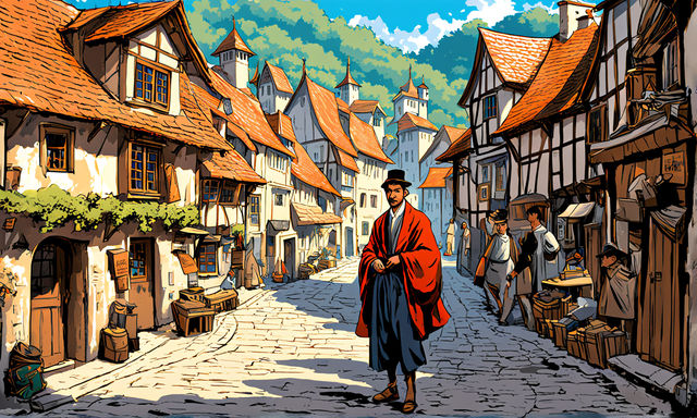 **Image of a bustling village with a man named vivan* by Welcome Story ...