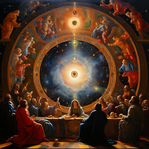 A Renaissance painting depicting an anachronistic scene wher... by ...