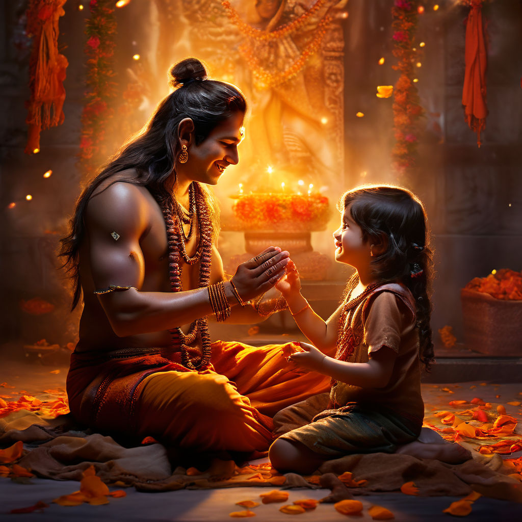 Lord Shiva blesses a child during a birthday celebration by Nikunj ...