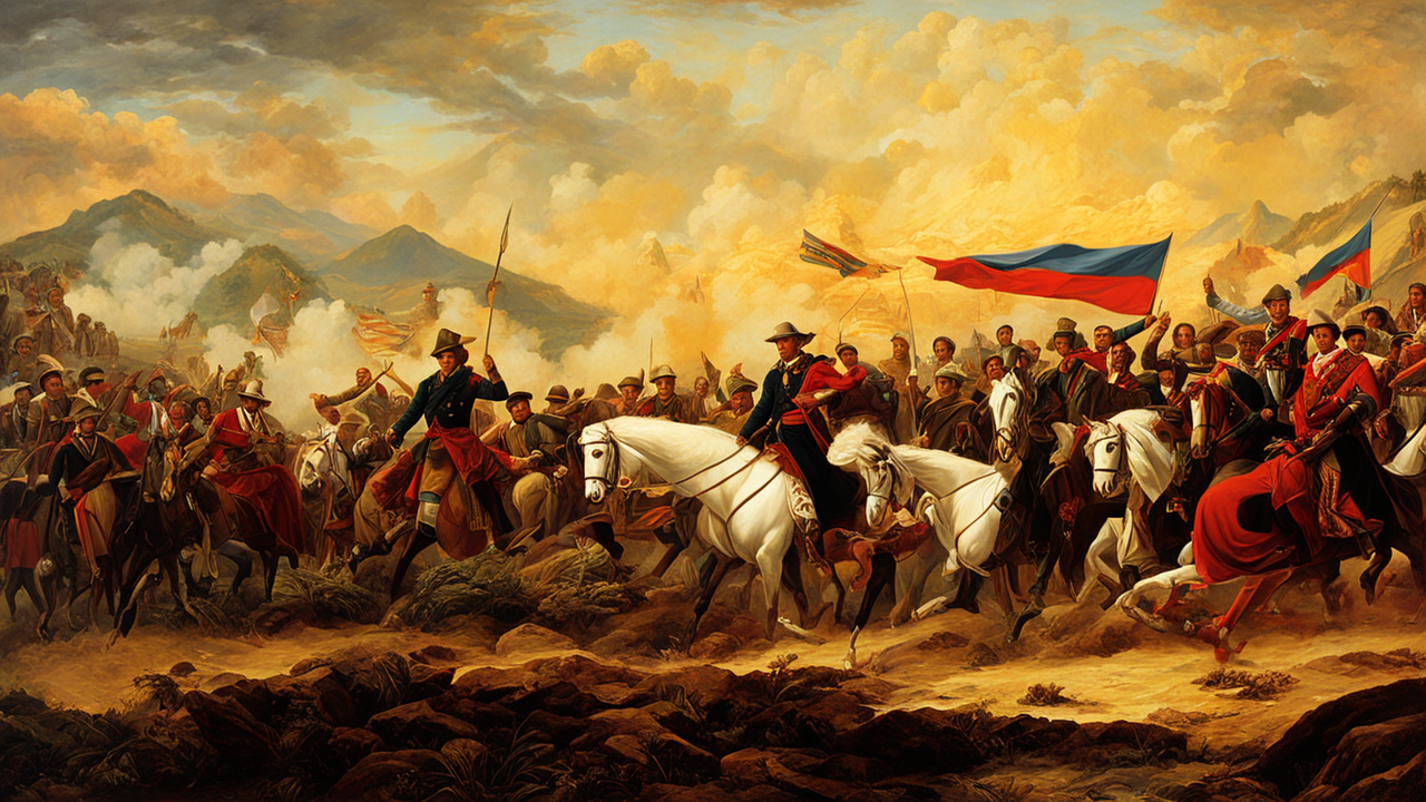 Oil painting of Colombia's Independence era featuring promin... by ...