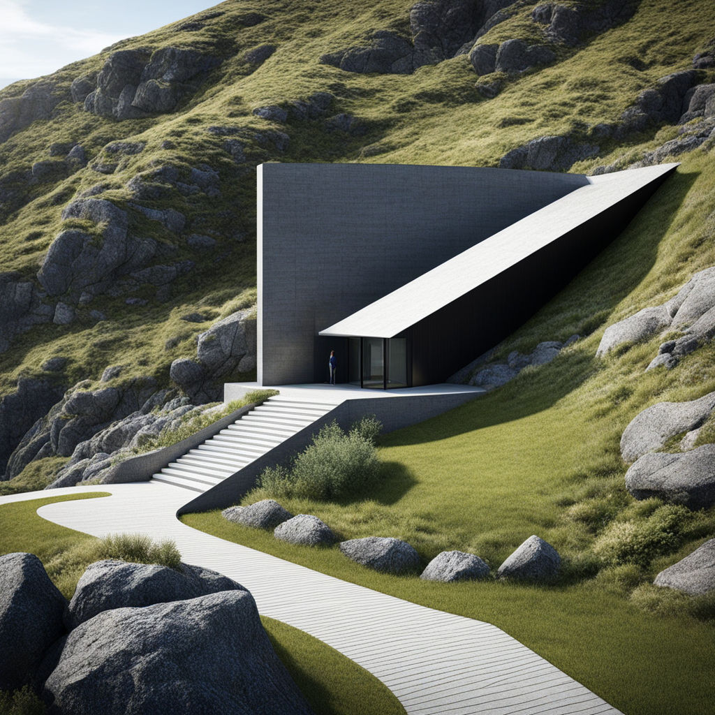 Create an exterior render of a small visitor center entrance... by Lane ...