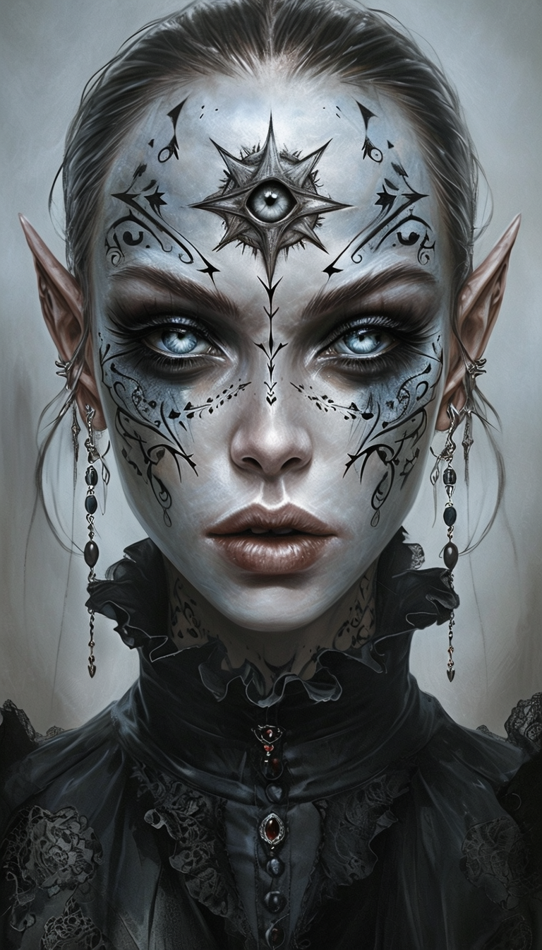 A highly detailed gothic digital painting of an ethereal cha... by ...