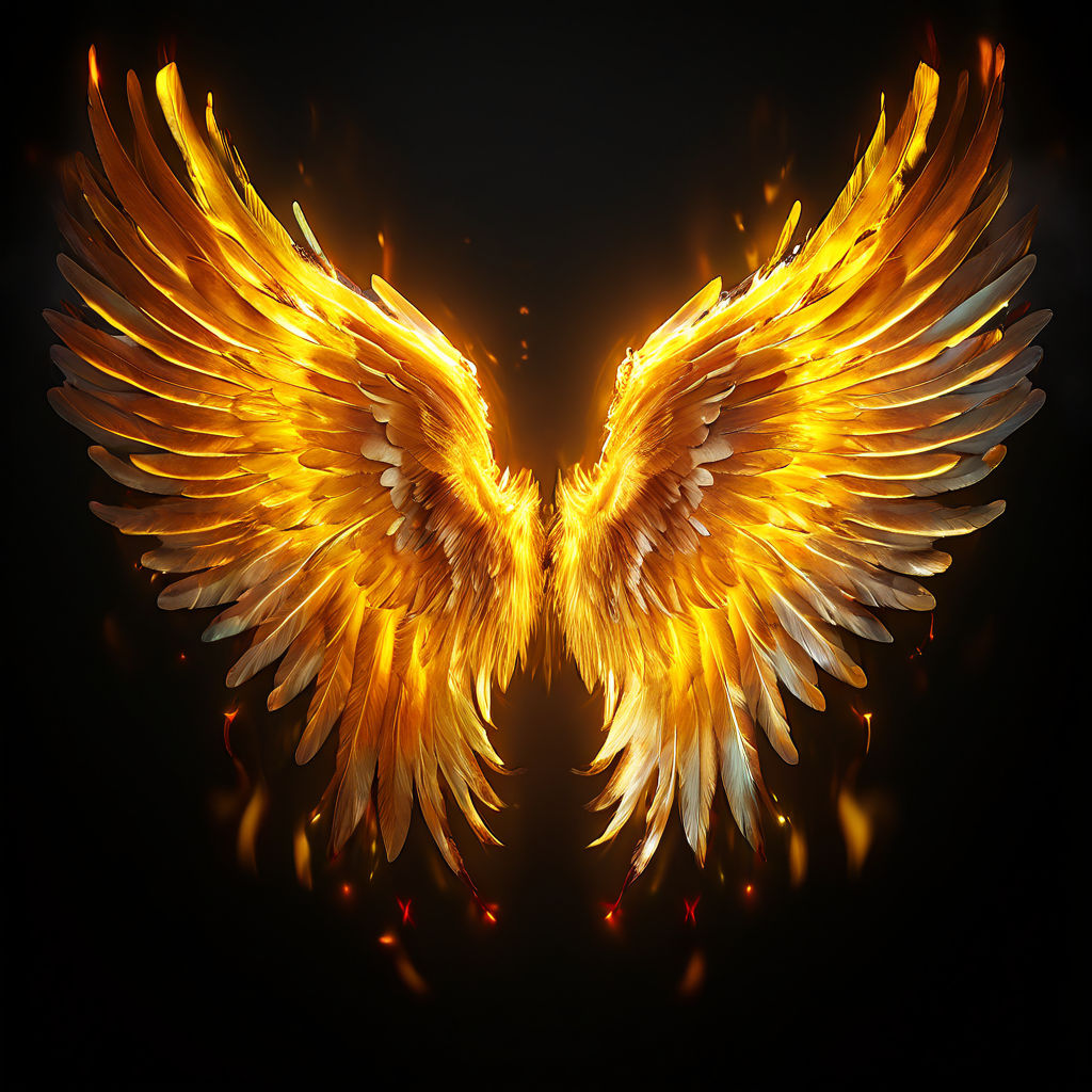Angel wings illuminated with yellow 3D gradients by juymar garcia ...